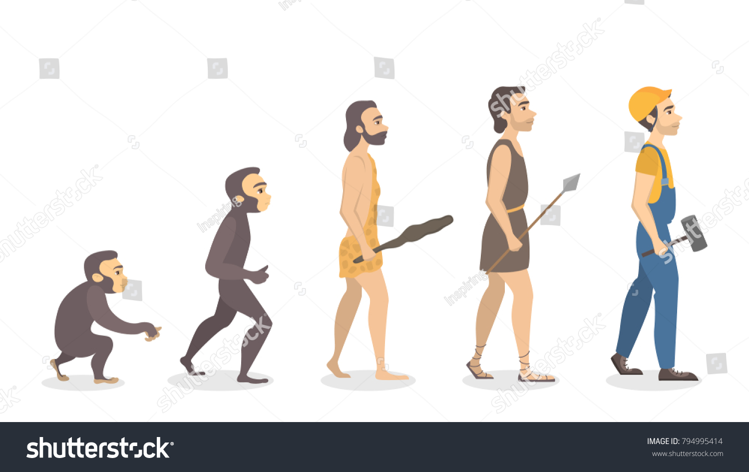 Evolution Man Monkey Engineer Stock Vector (Royalty Free) 794995414 ...
