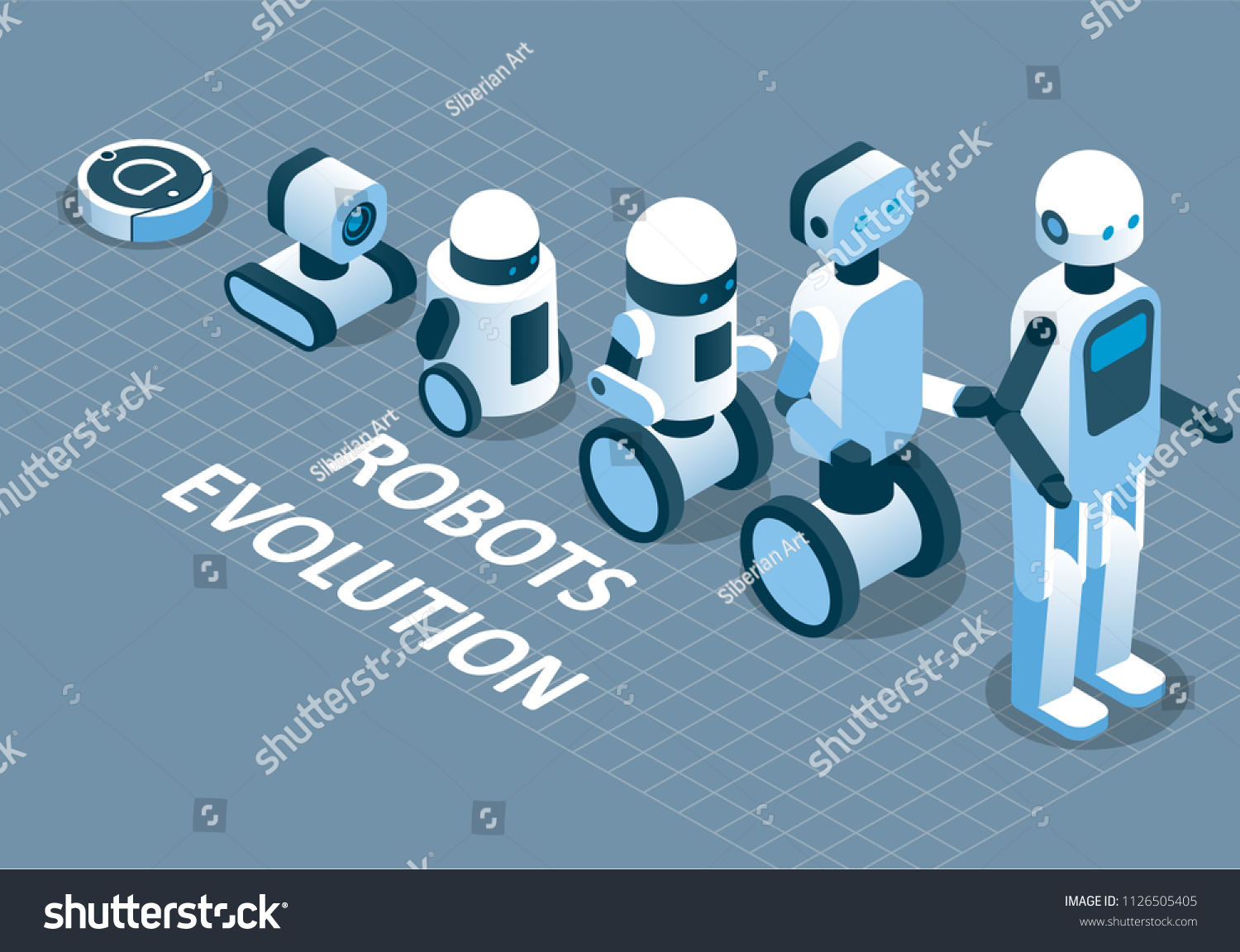 Evolution Robots Concept Vector Isometric Robots Stock Vector (Royalty ...