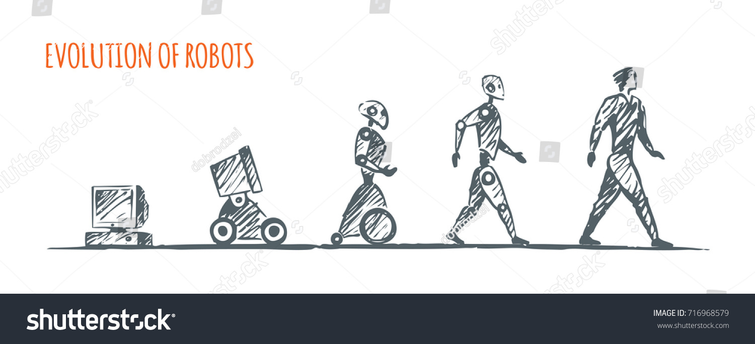 Evolution Robots Vector Hand Drawn Concept Stock Vector (Royalty Free ... Evolution Robots Vector Hand Drawn Concept Stock Vector (Royalty Free ...