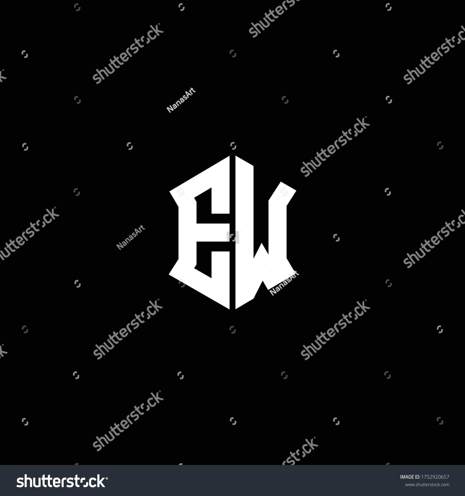 Ew Logo Monogram Shield Shape Design Stock Vector (Royalty Free) 1752920657