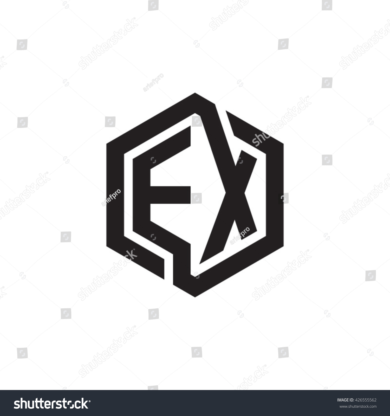 Ex Initial Letters Looping Linked Hexagon Stock Vector (Royalty Free ...