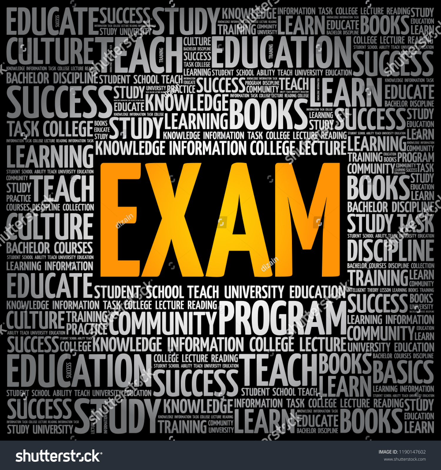 Exam Word Cloud Collage Education Concept Stock Vector (Royalty Free ...