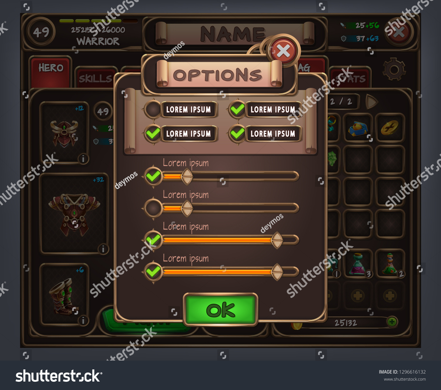 Vektor Stok Example User Interface Rpg Game Window (Tanpa Royalti ...