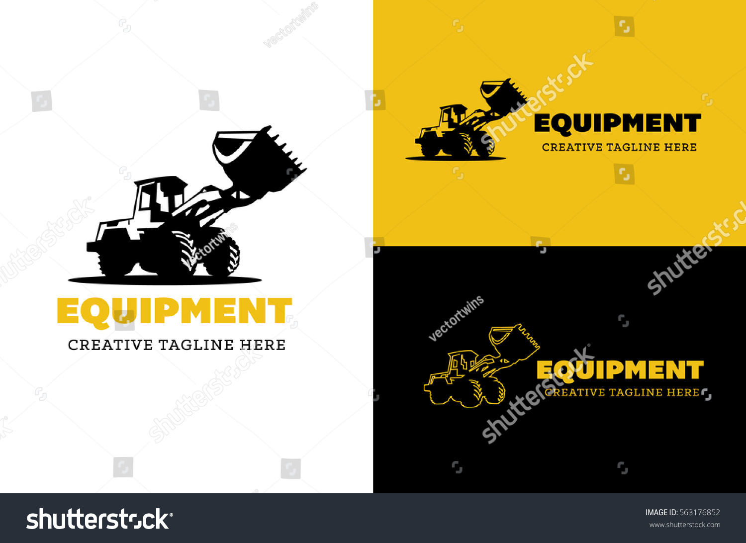 Excavator Backhoe Logo Set Stock Vector (Royalty Free) 563176852 ...