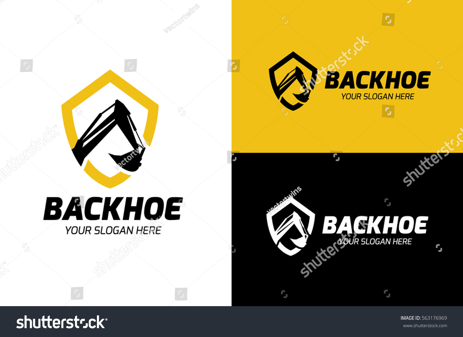 Excavator Backhoe Logo Template: vector de stock (libre de regalías ...