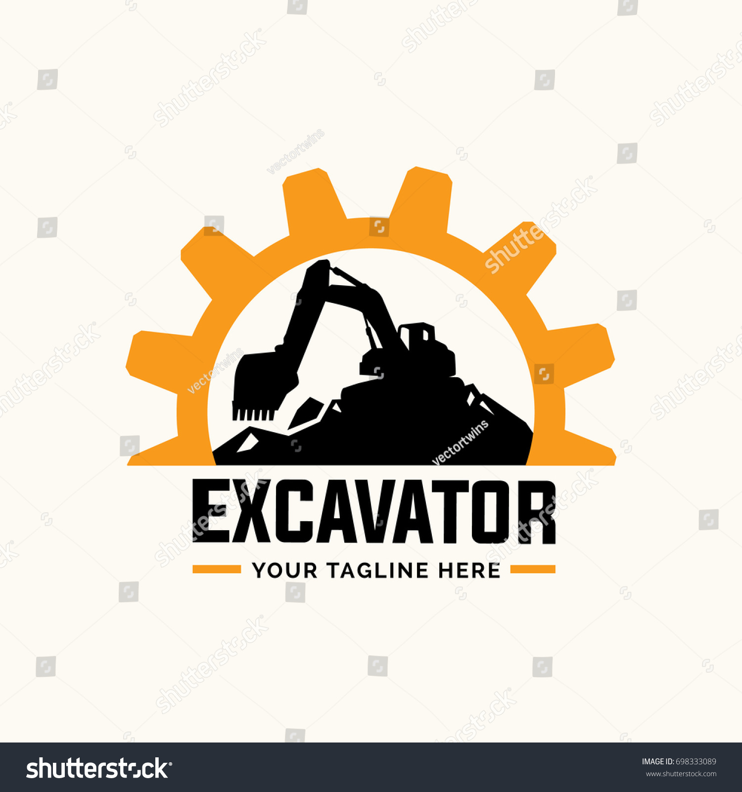 Excavator Backhoe Logo Template Stock Vector (Royalty Free) 698333089