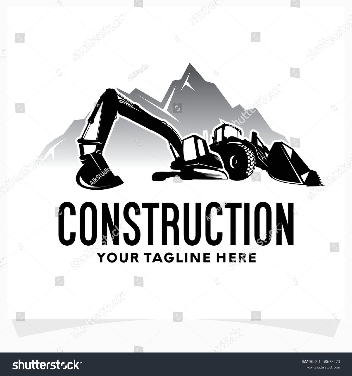 Excavator Construction Logo Design Template Stock Vector (Royalty Free ...