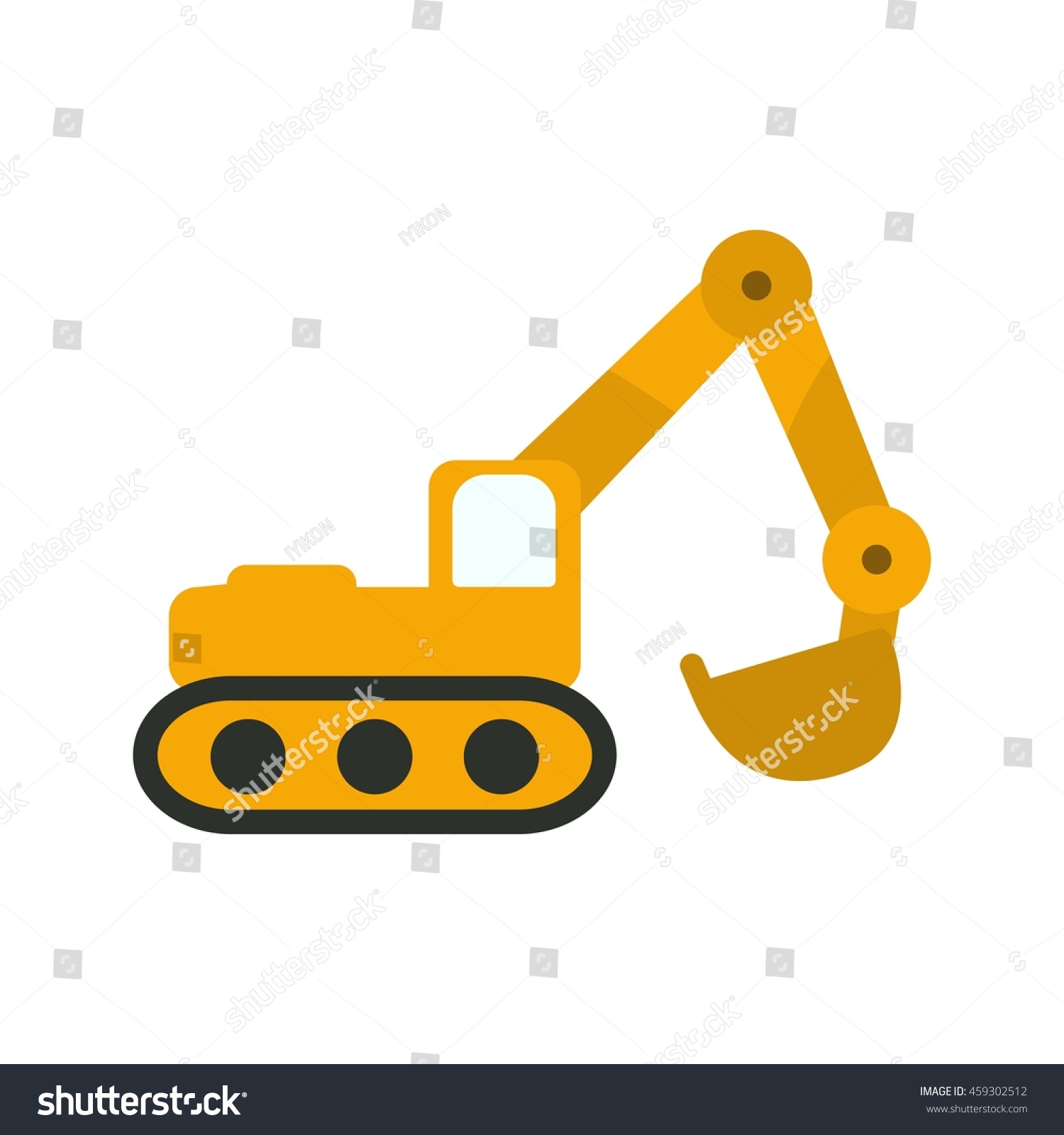 Excavator Flat Icon Stock Vector 459302512 - Shutterstock