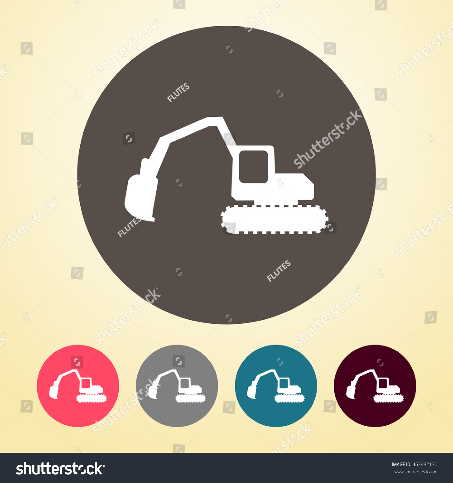 Excavator Icon Round Shape Stock Vector (Royalty Free) 463432130 ...