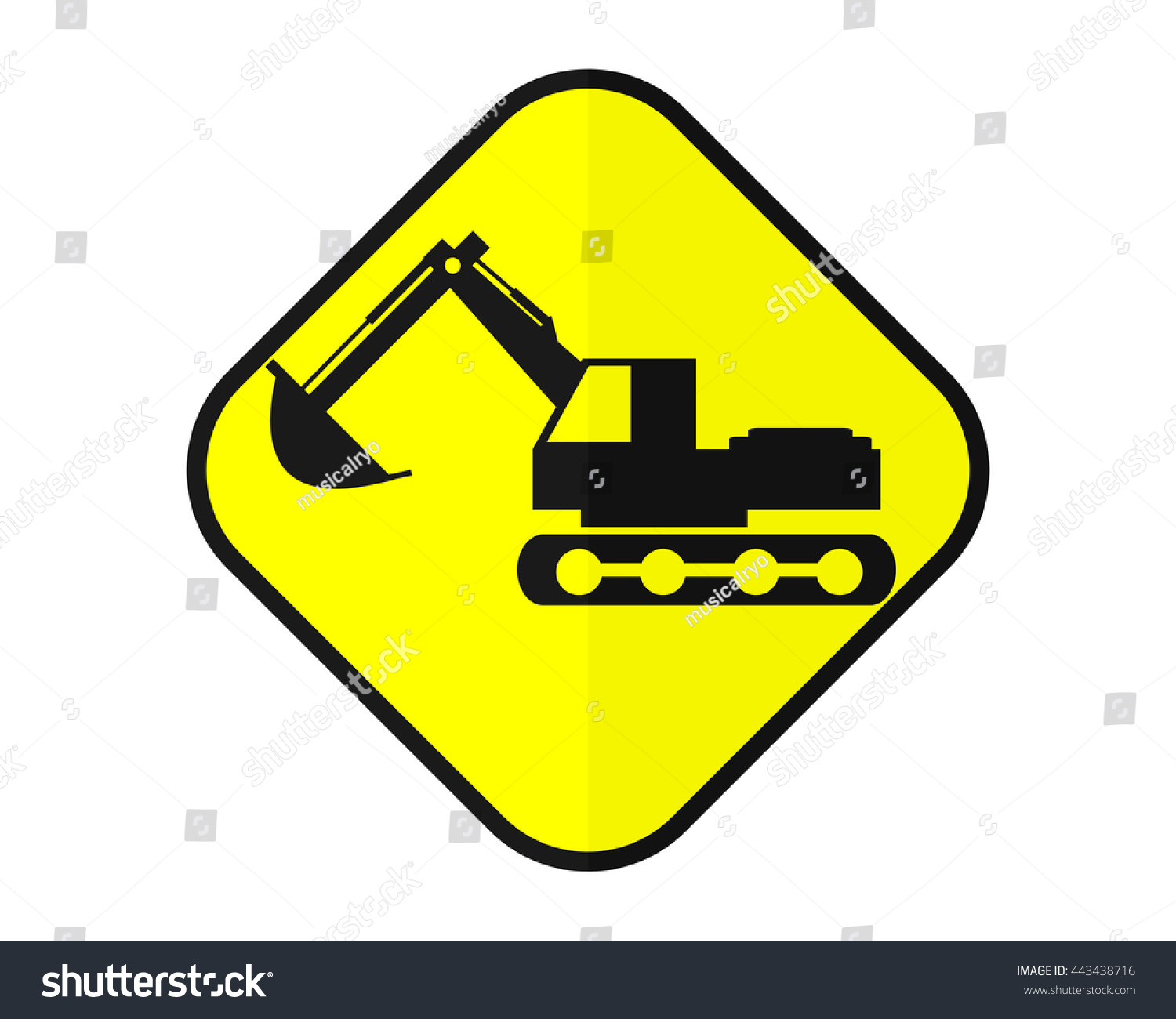 Excavator Sign Stock Vector 443438716 - Shutterstock