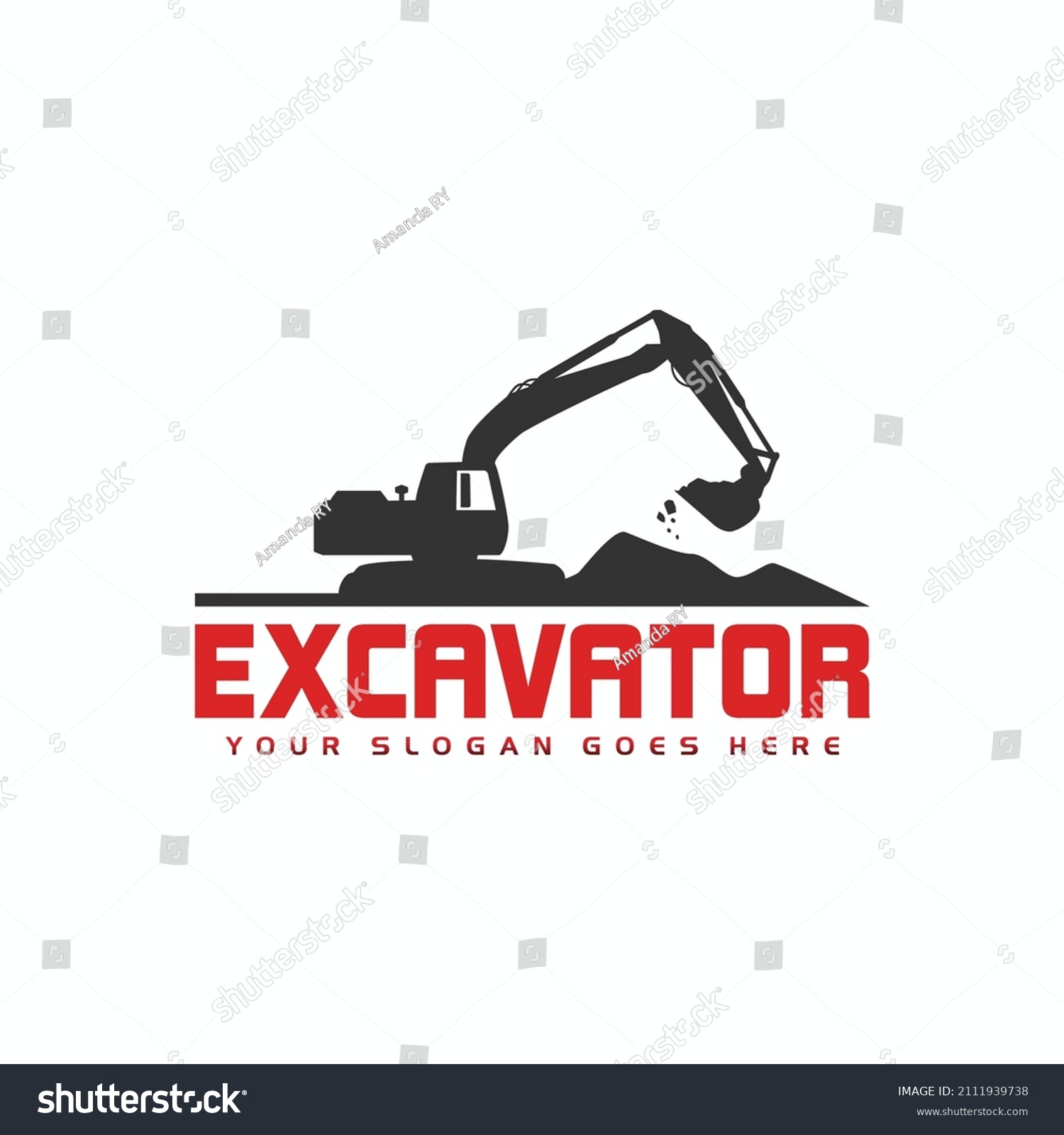 Excavator Vector Logo Template Construction Vector Stock Vector ...