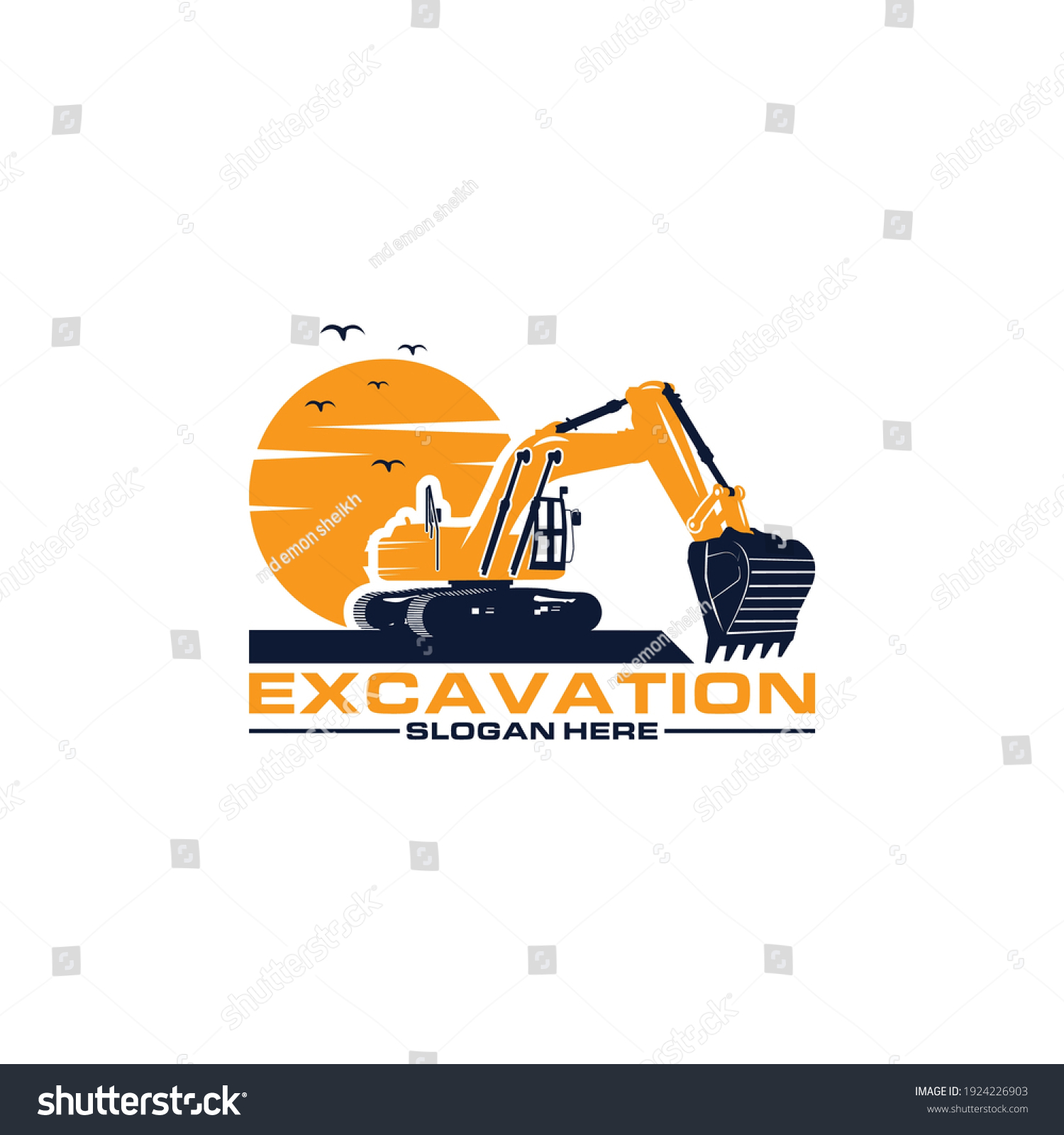 Excavator Vector Logo Template Excavator Machine Stock Vector (Royalty ...