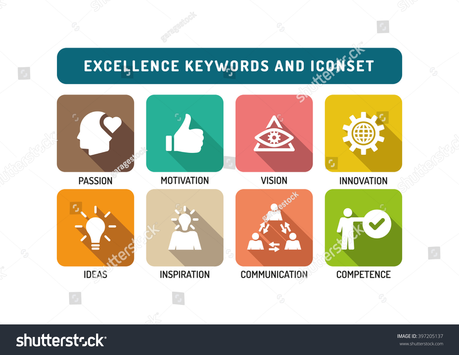 Excellence Marketing Flat Icon Set Stock Vector (Royalty Free ...