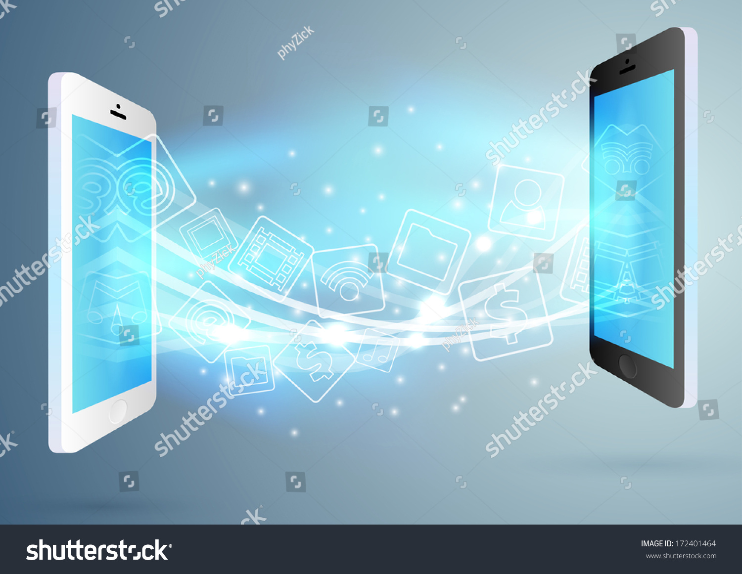 Exchange Between Two Phones Concept Vector Stock Vector (Royalty Free ...