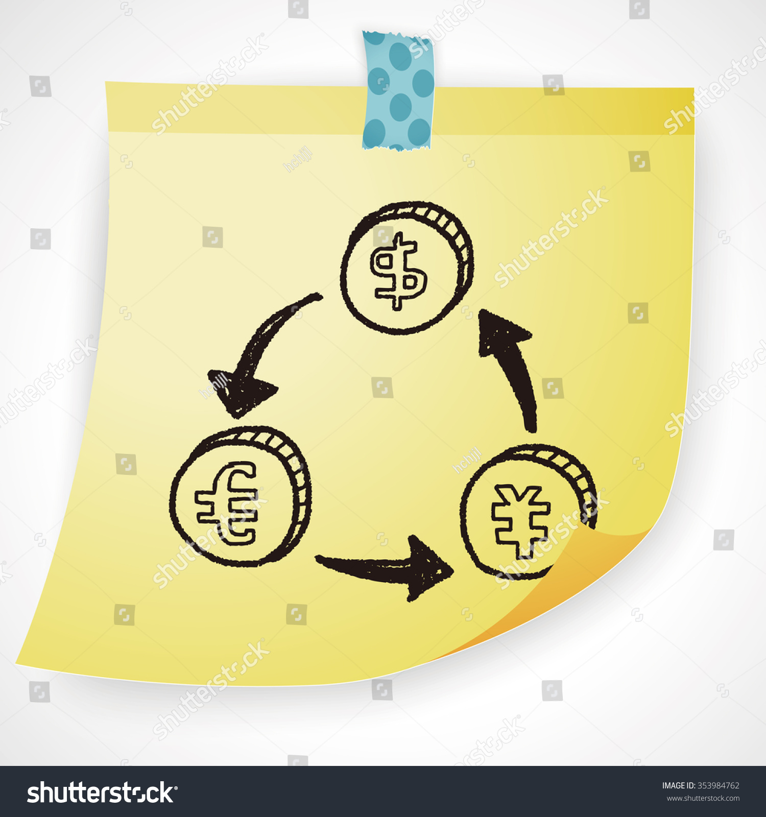 Exchange Money Doodle Stock Vector (Royalty Free) 353984762