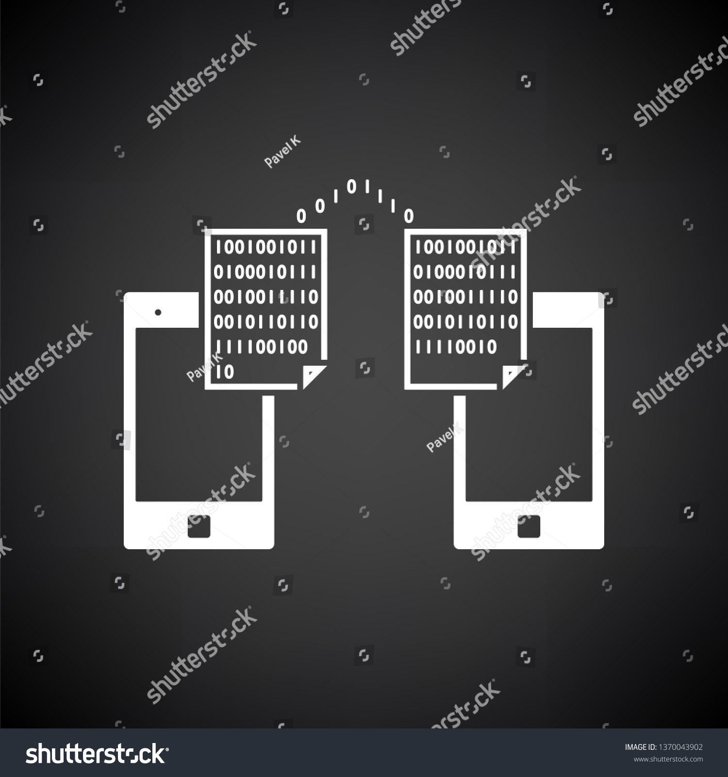 Exchanging Data Icon White On Black Stock Vector (Royalty Free ...
