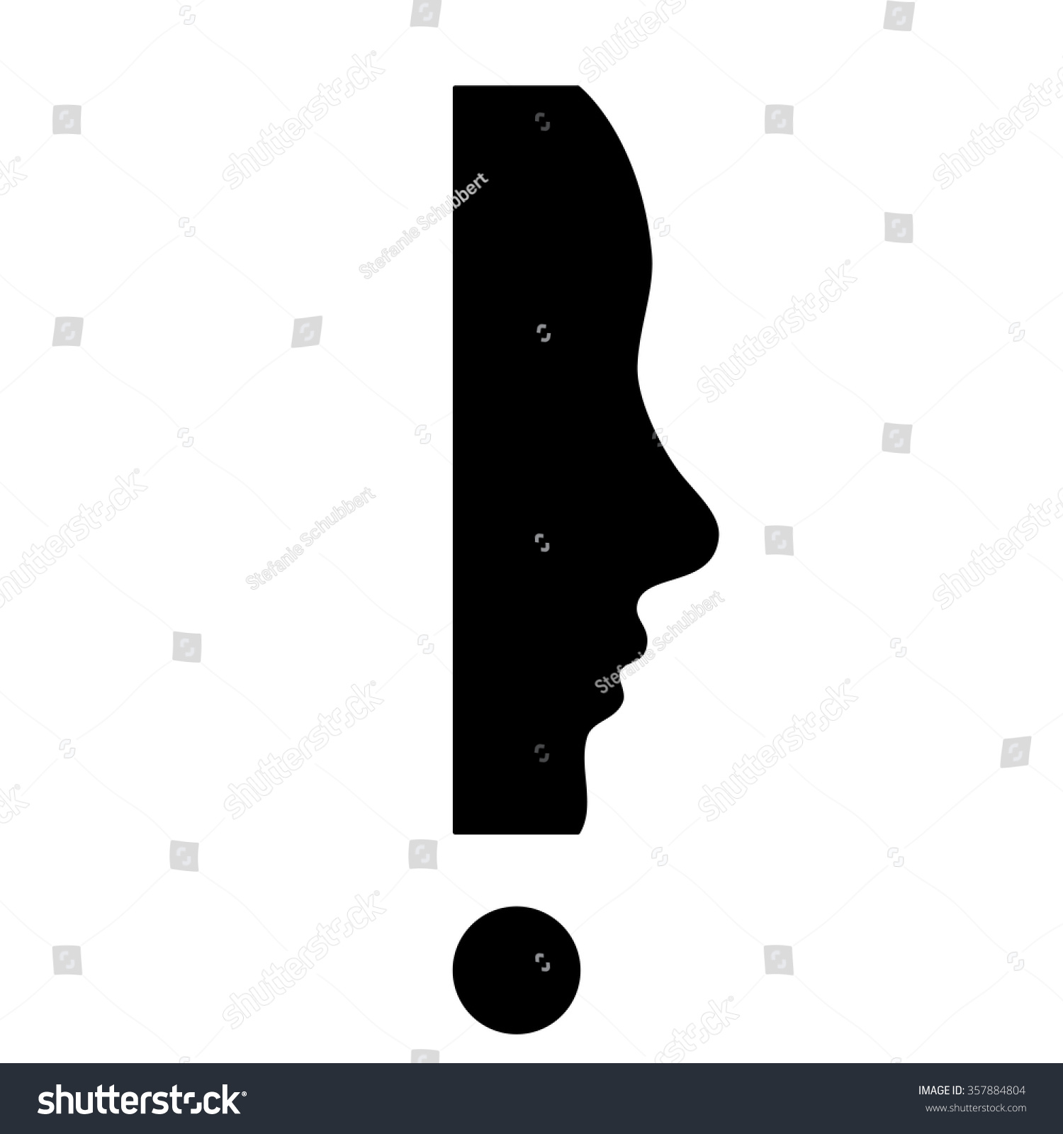 Exclamation Face Silhouette Vector Stock Vector (Royalty Free) 357884804