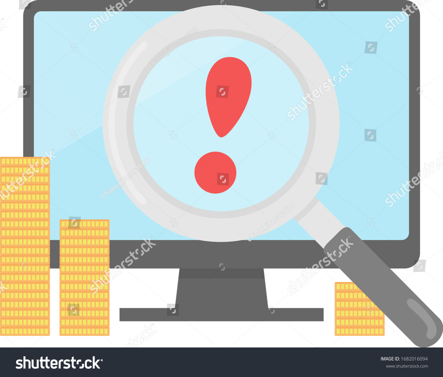 Exclamation Mark Coin Computer Stock Vector (Royalty Free) 1682016094 ...