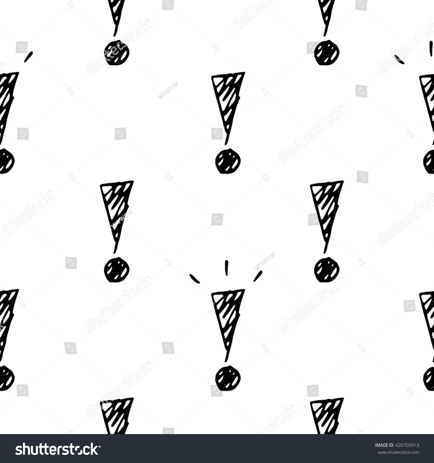 Exclamation Mark Seamless Pattern. Hand Draw Illustration. - 426705913 ...