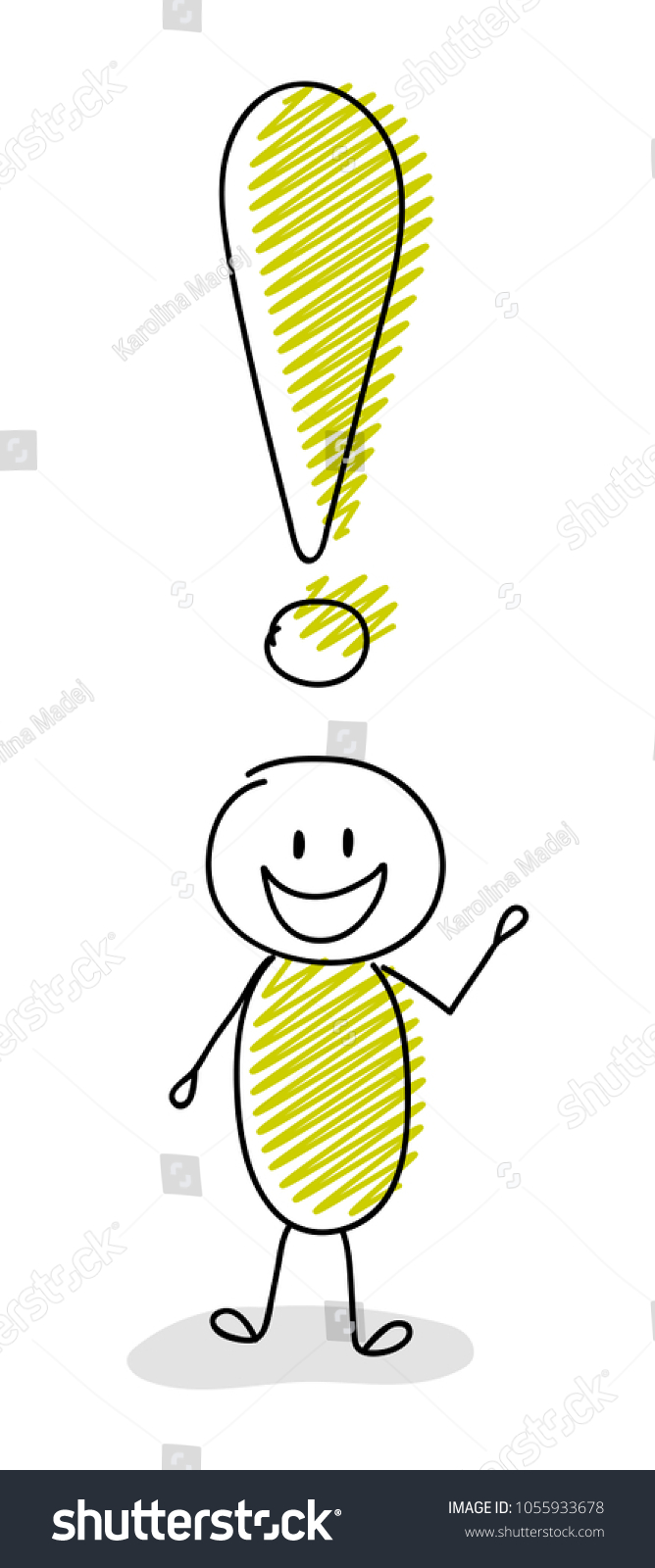 Exclamation Mark Funny Stickman Drawing Happy Stock Vector (Royalty ...