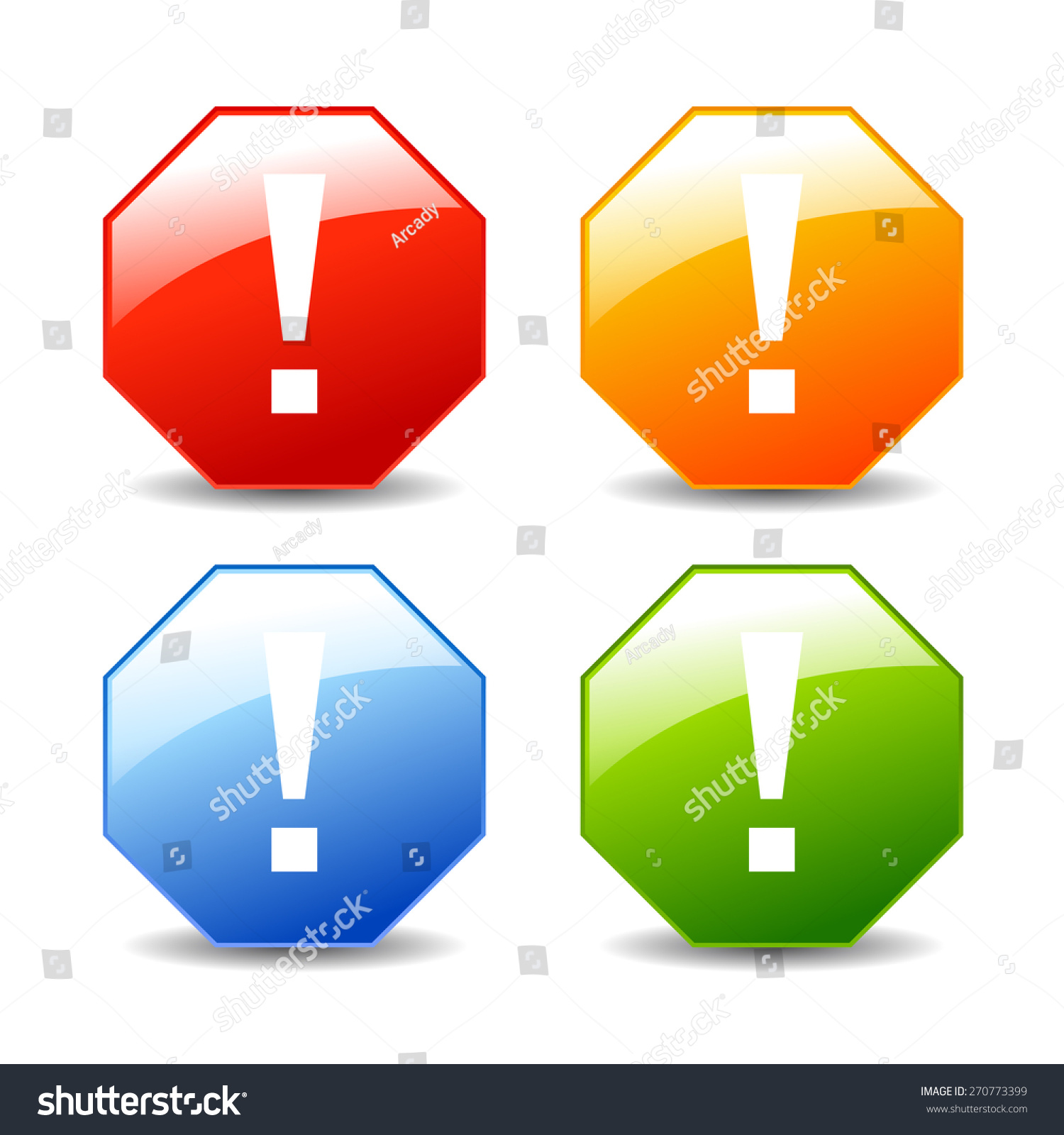 Exclamation Warning Signs Stock Vector (Royalty Free) 270773399 ...