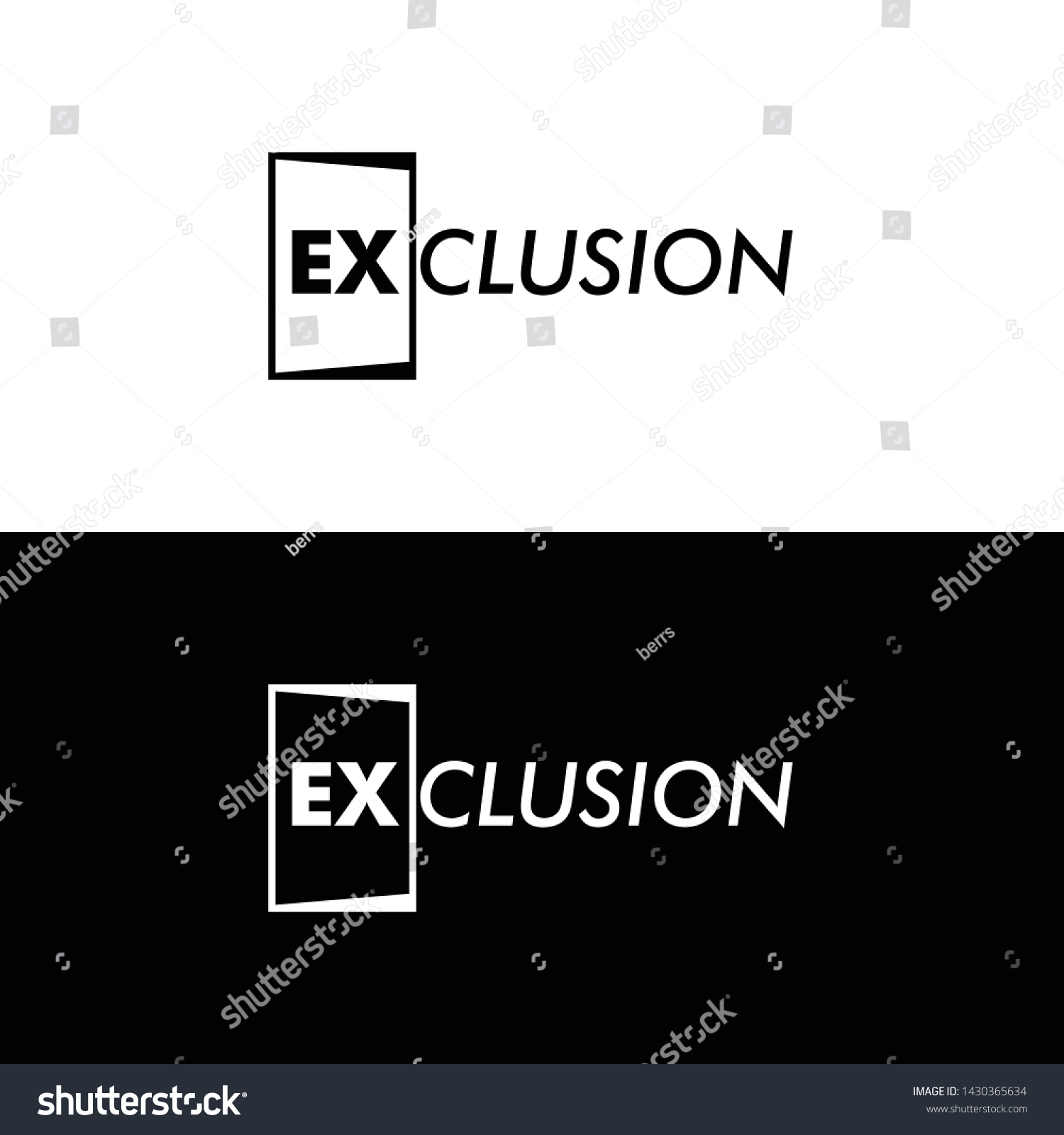 Exclusion Negative Space Logo Design Stock Vector (Royalty Free) 1430365634