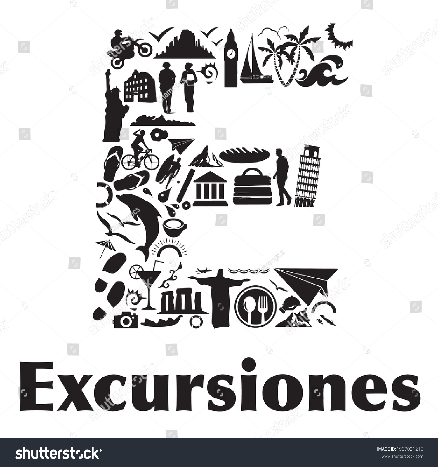 Excursiones Black Color Logo Vector Illustration Stock Vector (Royalty ...
