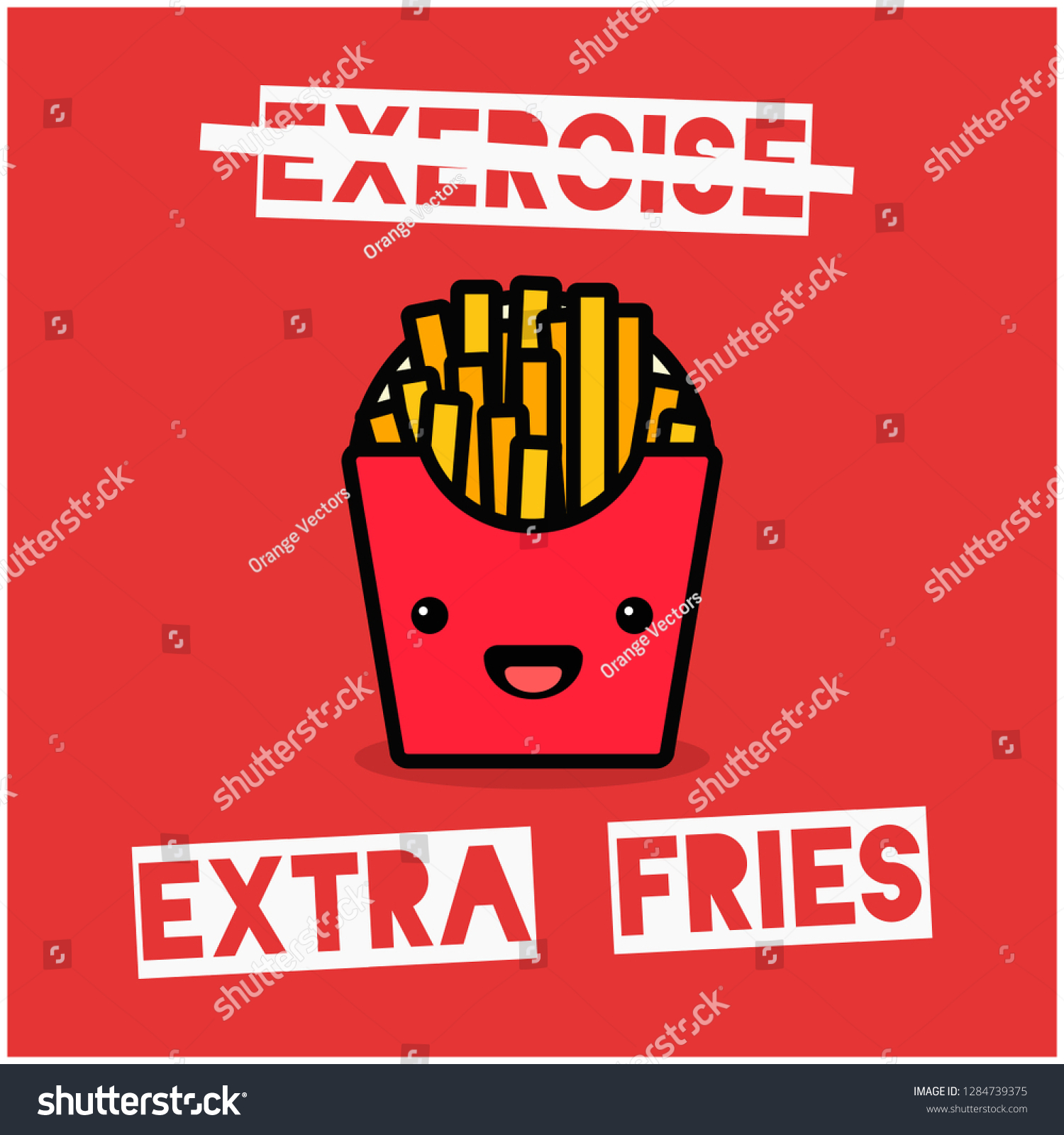 Exercise Extra Fries Pun Poster: เวกเตอร์สต็อก (ปลอดค่าลิขสิทธิ์ ...