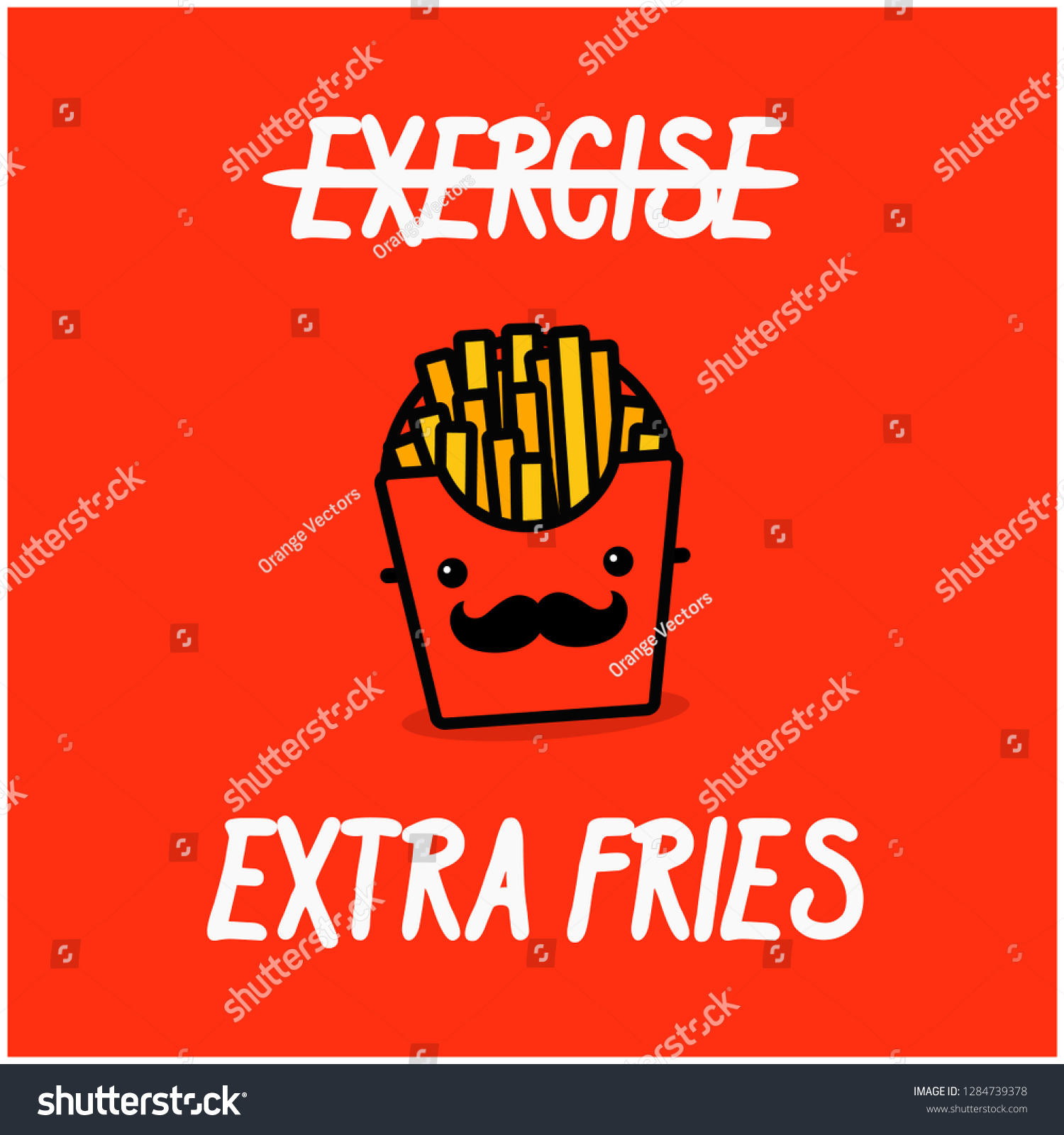 Exercise Extra Fries Pun Poster Stock Vector (Royalty Free) 1284739378 ...