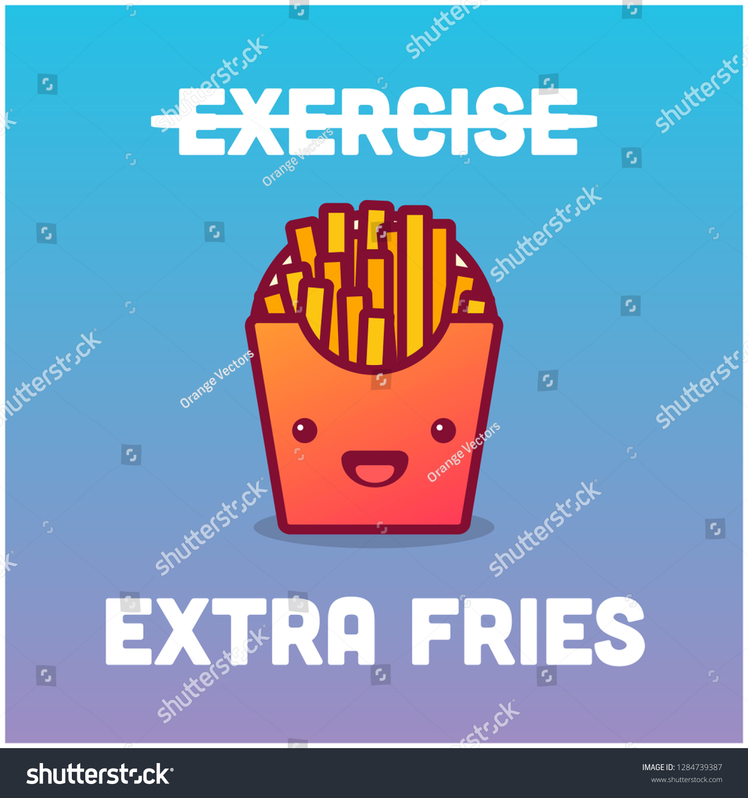 Exercise Extra Fries Pun Poster Stock Vector (Royalty Free) 1284739387