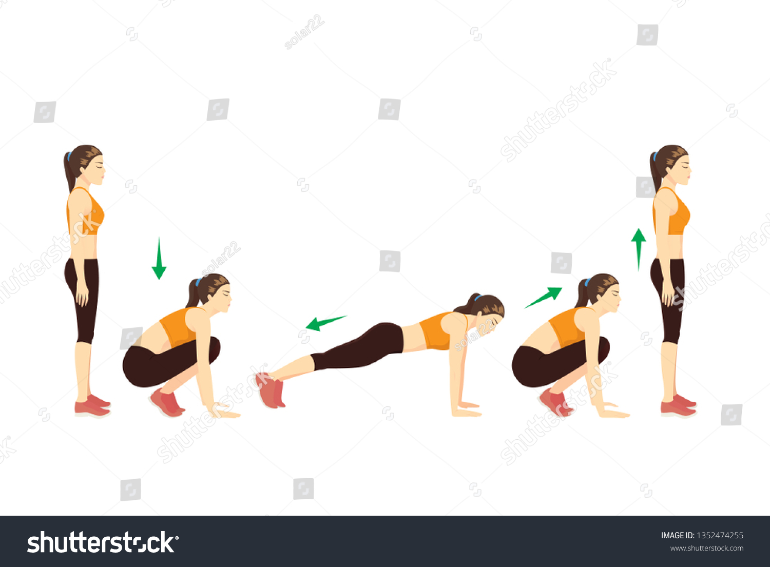 Exercise Guide Woman Doing Squat Thrust Stock Vector (Royalty Free ... Exercise Guide Woman Doing Squat Thrust Stock Vector (Royalty Free ...