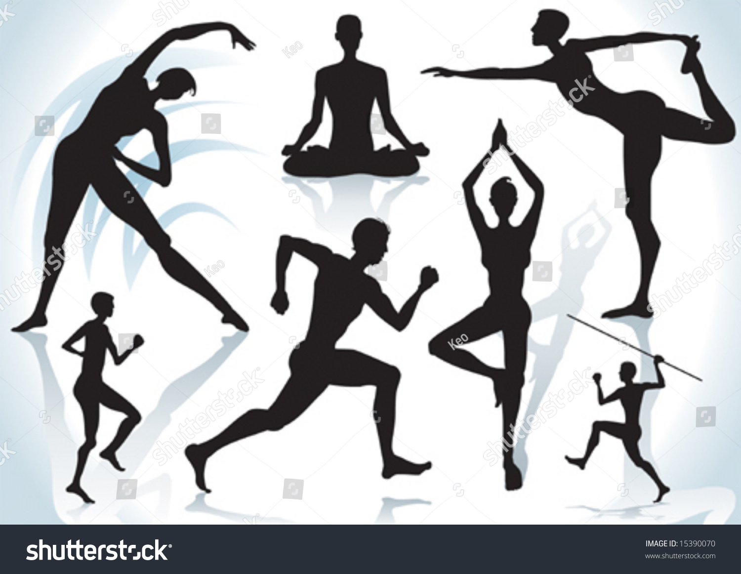 Exercises Silhouettes Shadow Background Vector Illustration Stock ...