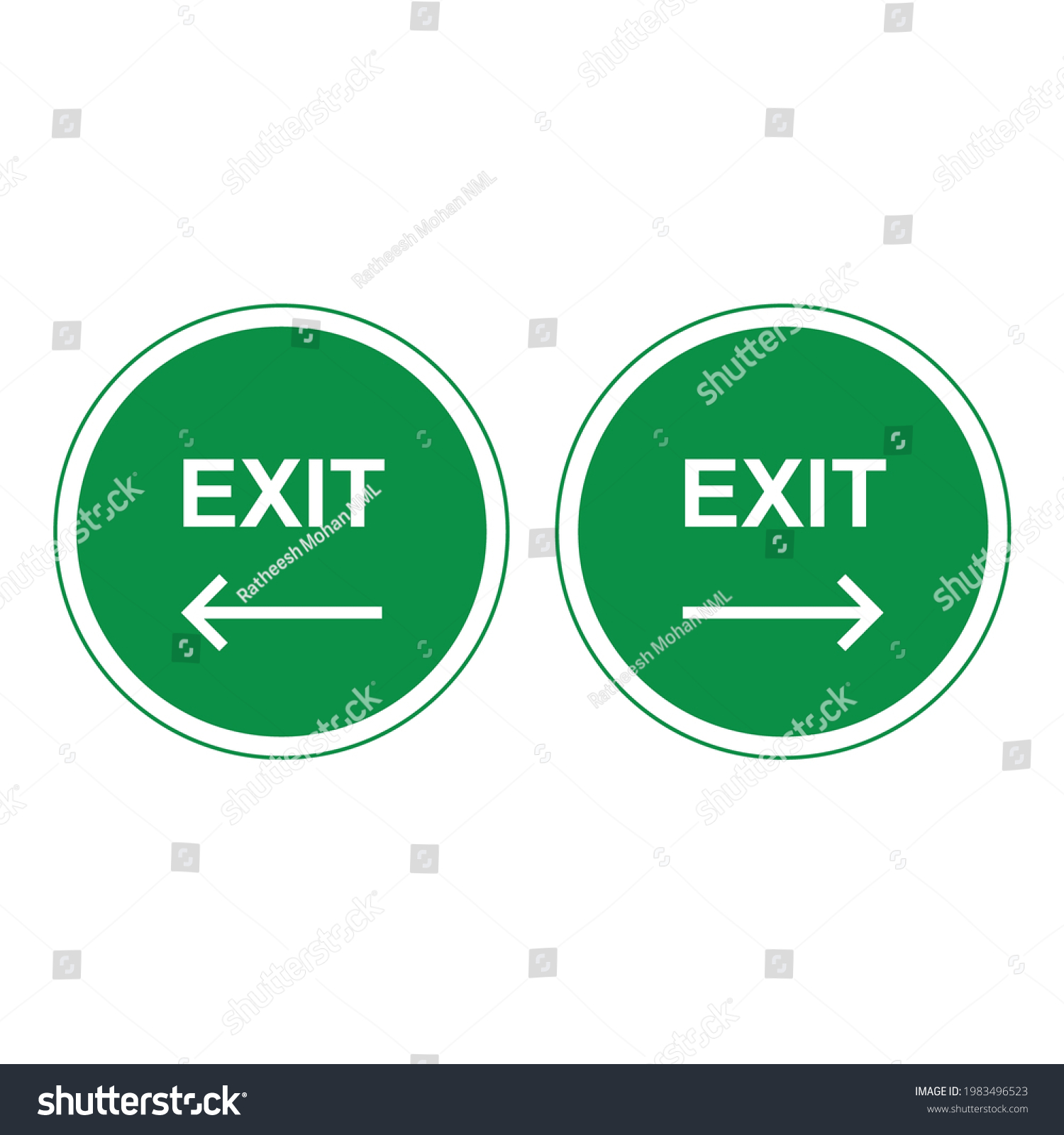 Exit Left Right Vector Sign Stock Vector (Royalty Free) 1983496523
