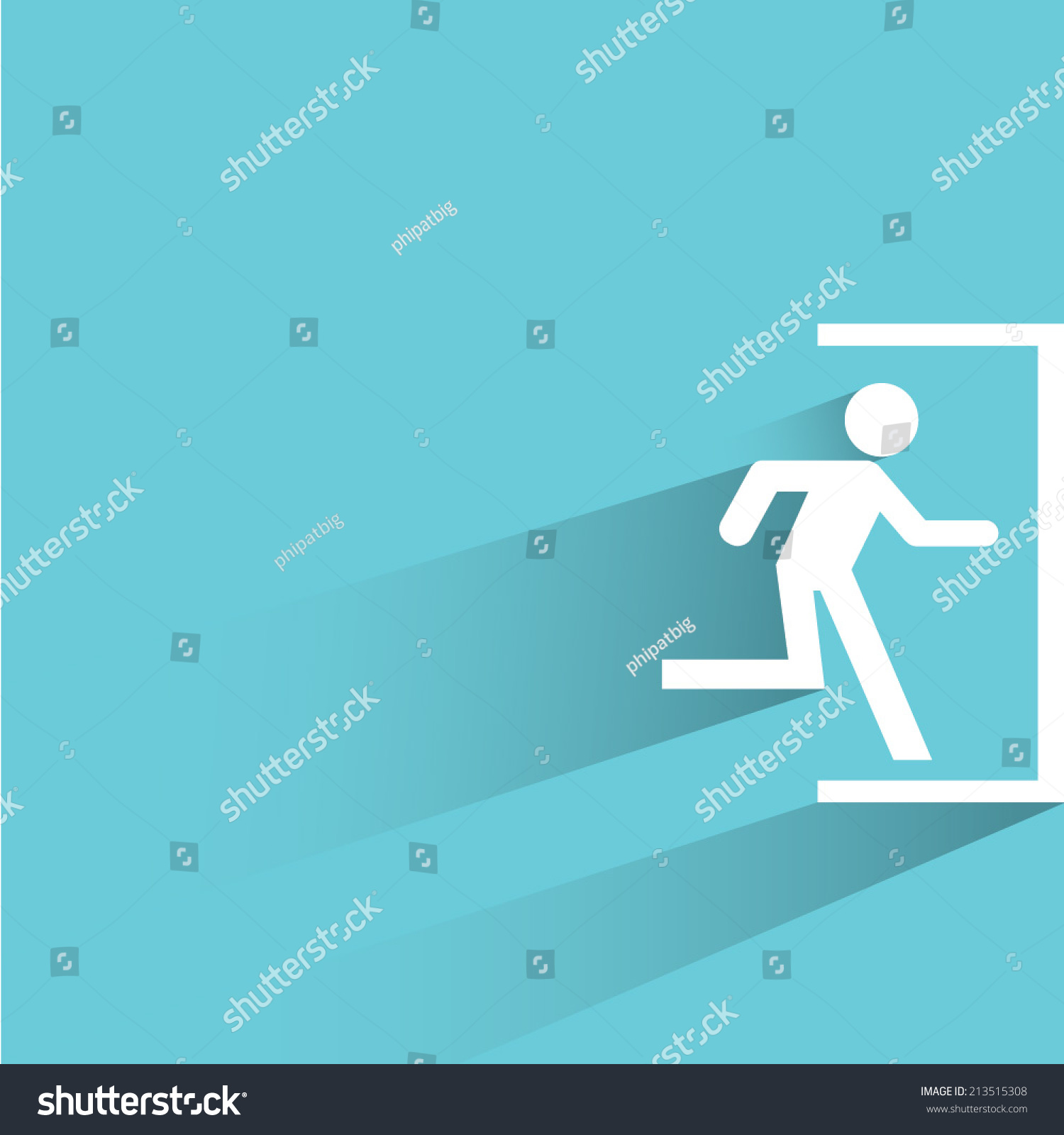 Exit Sign Blue Background Flat Shadow : image vectorielle de stock ...