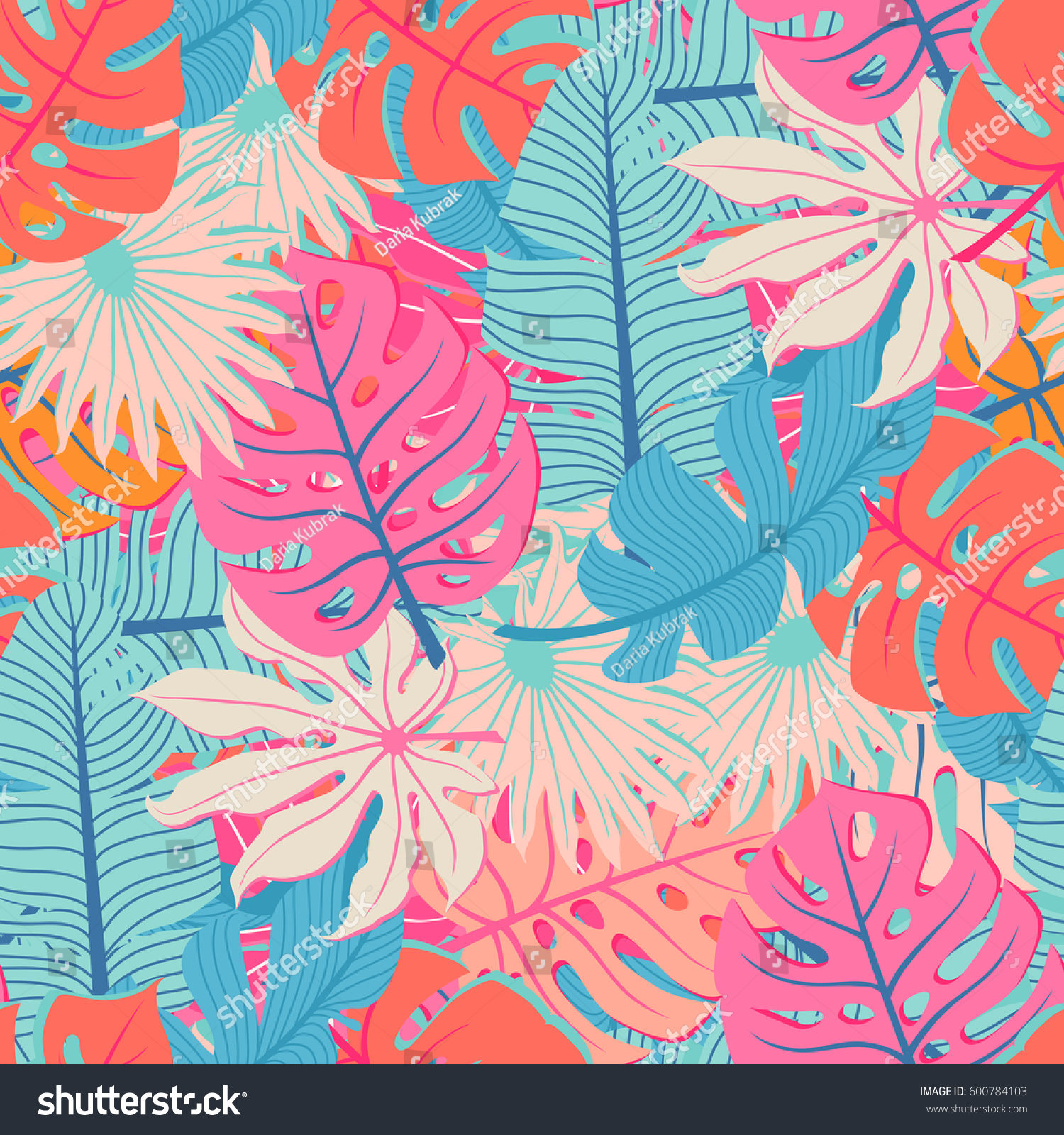 Exotic Palm Tree Leaves Pattern Tropical Stock Vector (Royalty Free ...