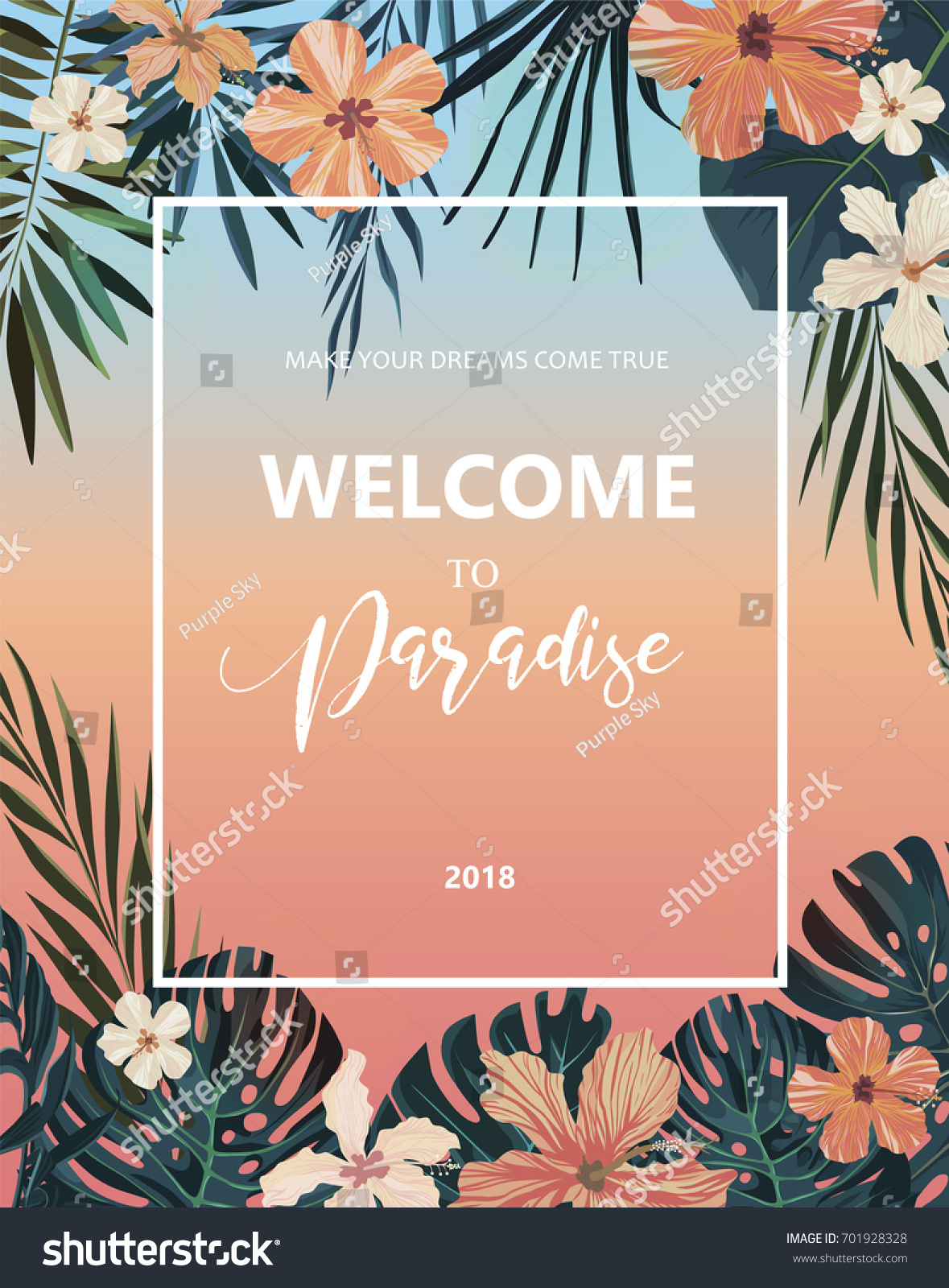 Exotic Tropical Card Template Background Vector : image vectorielle de stock (libre de droits ...