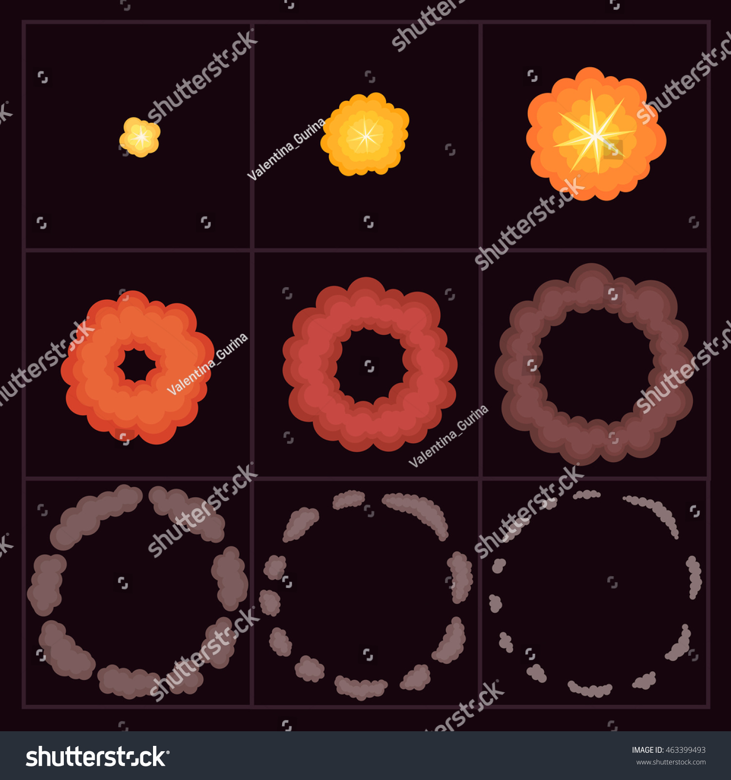 Explode Effect Animation Smoke Cartoon Bang Stock Vector (Royalty Free ...