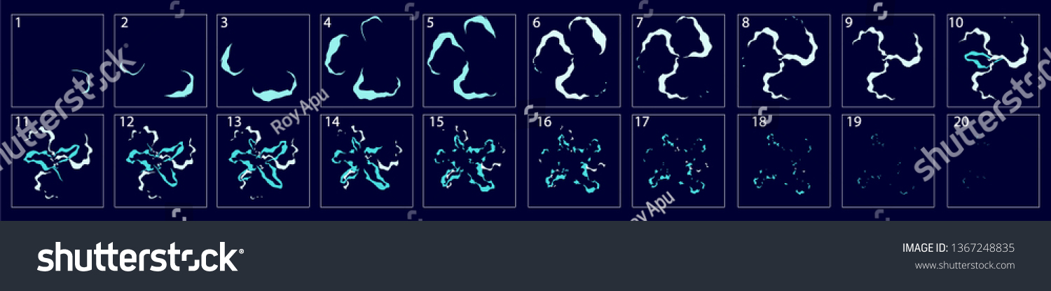 Vektor Stok Explode Effect Burst Sprites Animation Blast (Tanpa Royalti ...