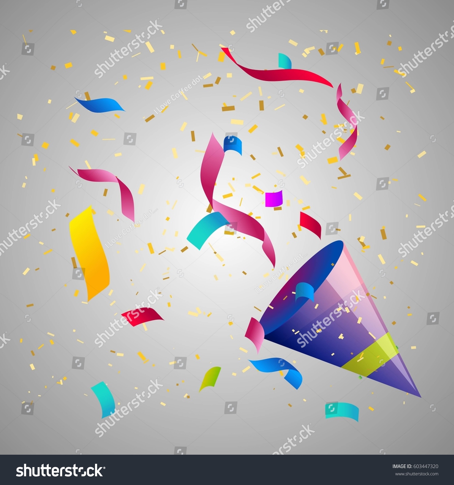 Exploding Colorful Confetti Popper On Glowing Stock Vector (Royalty ...