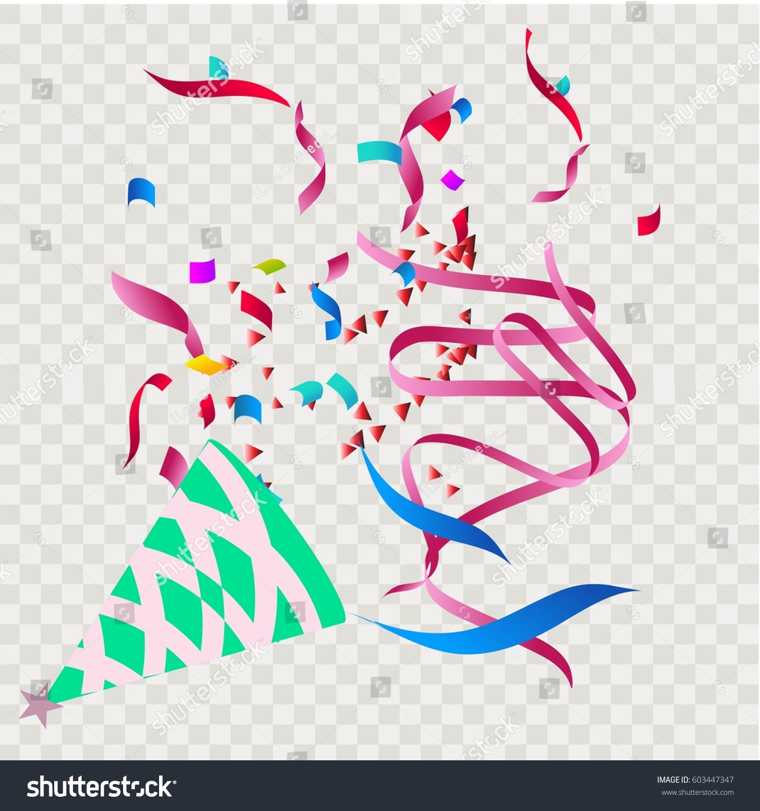 Exploding Colorful Confetti Popper On Transparent Stock Vector (Royalty ...