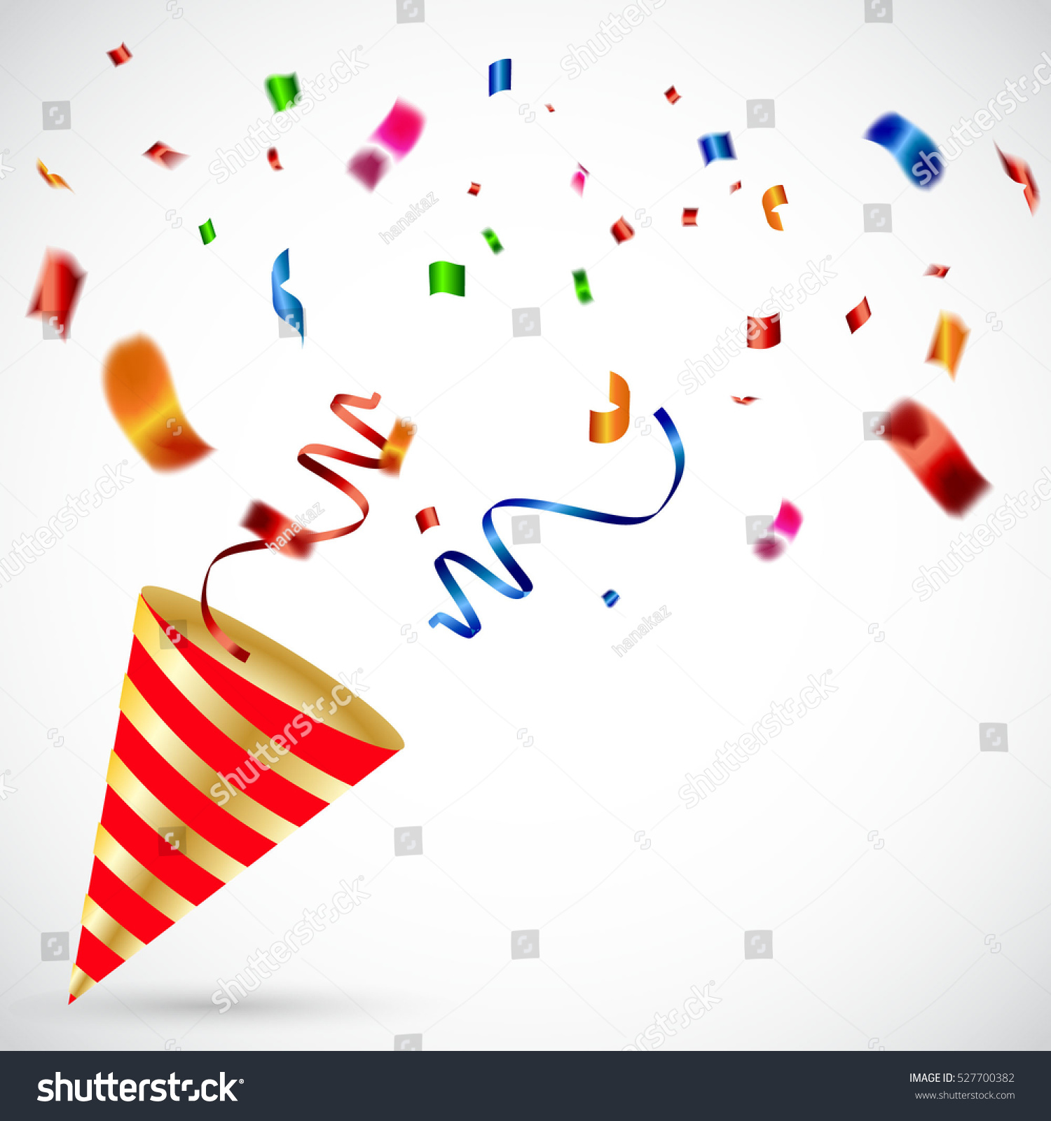 Exploding Party Popper Confetti Streamer On Stock Vector 527700382 ...