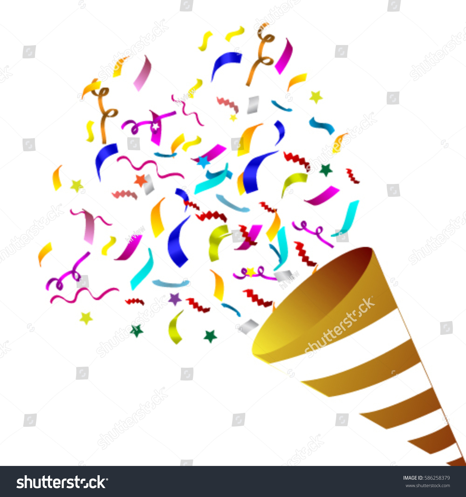 Exploding Party Popper Confetti Streamer On: เวกเตอร์สต็อก (ปลอดค่า ...
