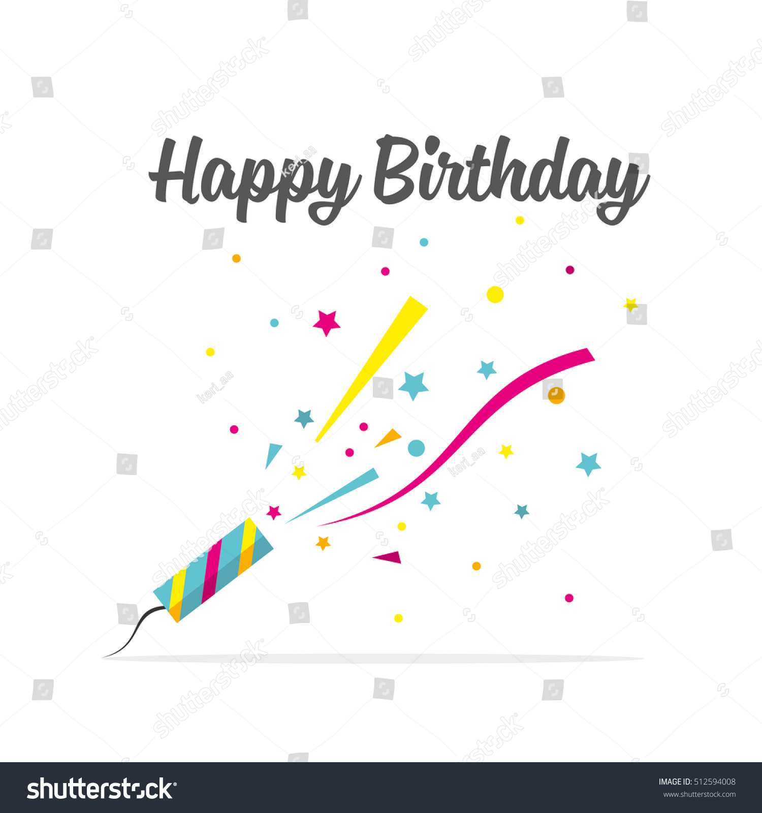 Exploding Party Popper Confetti Streamer Vector Stock Vector (Royalty ...
