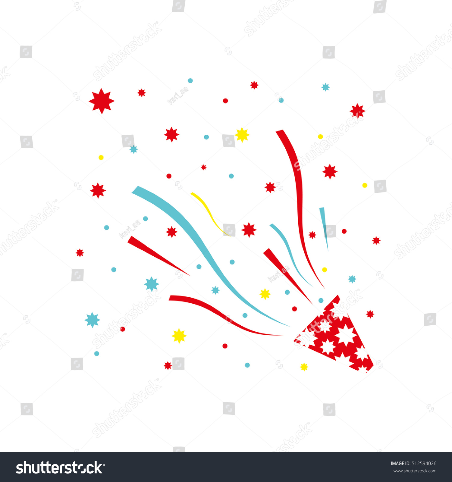 Exploding Party Popper Confetti Streamer Vector Stock Vector (Royalty ...