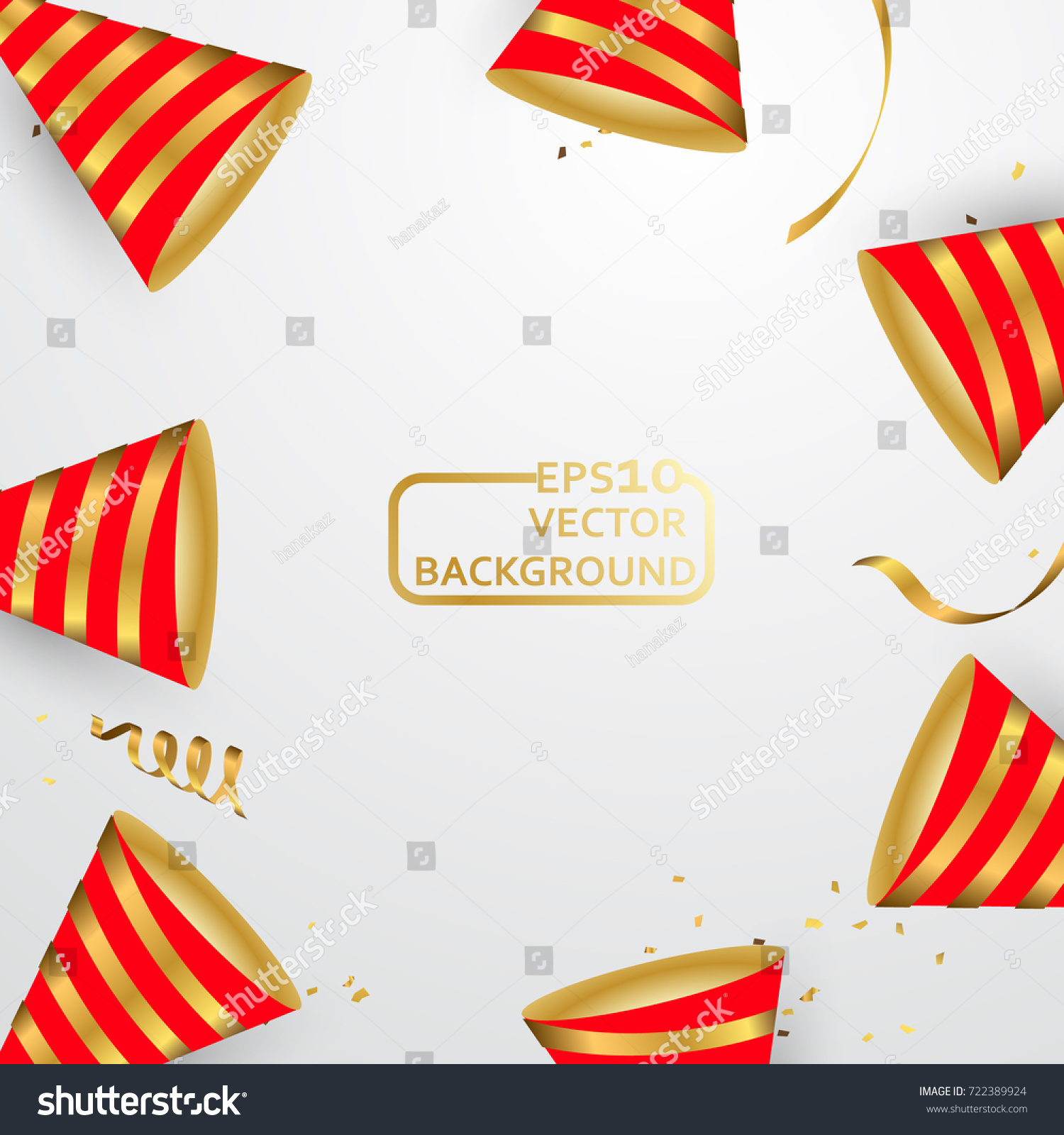 Exploding Party Popper Gold Confetti Streamer Stock Vector (Royalty ...