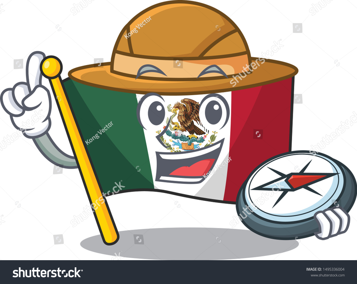 Explorer Mexican Flag Isolated Character Stock Vector (Royalty Free ...