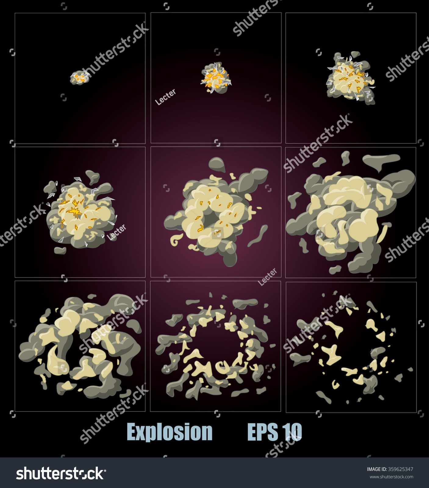 Explosion Cartoon Explosion Animation Frames Game 스톡 벡터(로열티 프리 ...