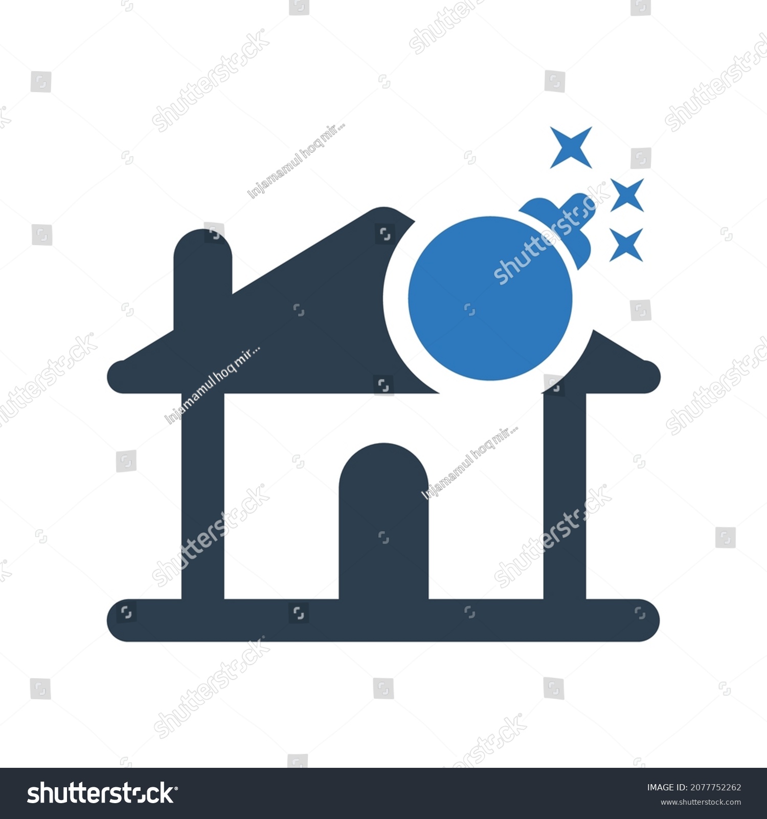 Explosion Home Warning Iconvector Illustration Stock Vector (Royalty ...