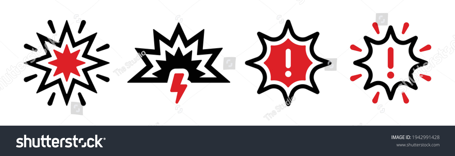 Explosion Icon Set Attention Explosive Warning Stock Vector (Royalty ...