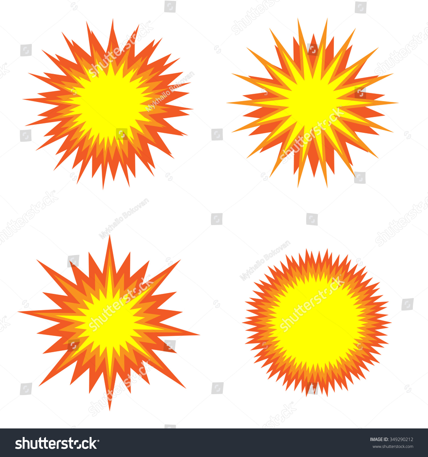 Explosion Icon Set Fire Symbols Vector Stock Vector (Royalty Free ...